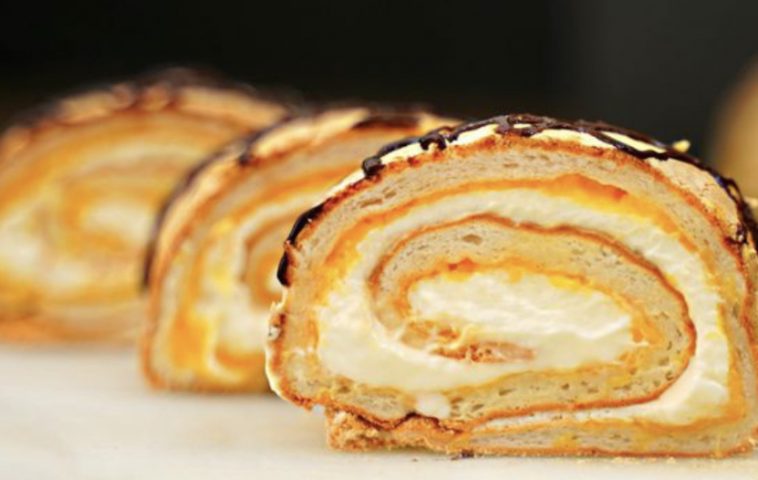 Meringue Roll with Lemon Curd and Whipped Cream