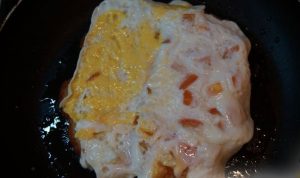 Fried Eggs in Bread, with Cheese and Tomato