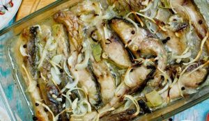 River Fish Baked with Onions