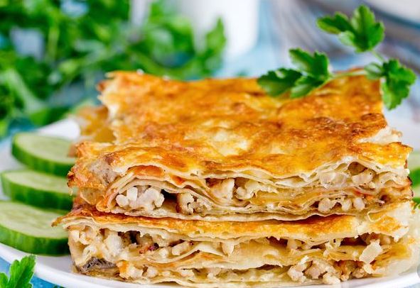Lavash Lasagna with Minced Meat and Mushrooms