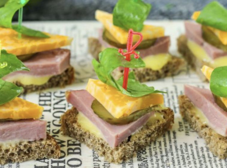 Canape with Ham and Cheese