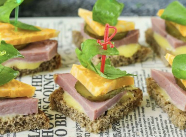 Canape with Ham and Cheese