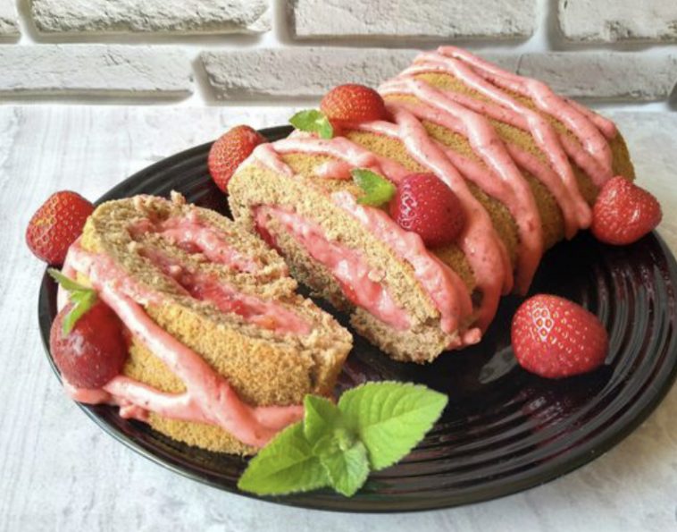 Sponge Roll with Strawberry Buttercream
