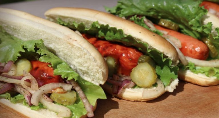 Hot Dog with Pickled Onions