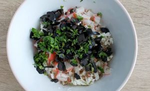 Sandwiches with Feta Cheese, Crab Sticks and Olives