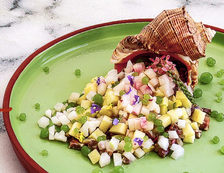 Red Mullet Ceviche with Salted Cucumber Caviar