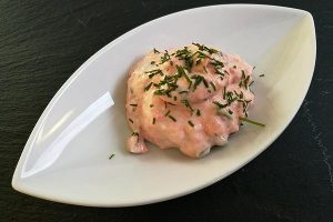 Pollack Schnitzel, Spring Onion Cream Cheese