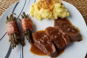 Roasted Pink Duck Breast in Red Wine Jus